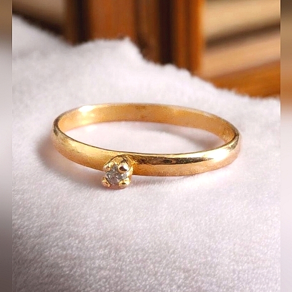 Vintage | Jewelry | Vintage 4k Gold Baby Ring With Tiny Diamond Accent ...
